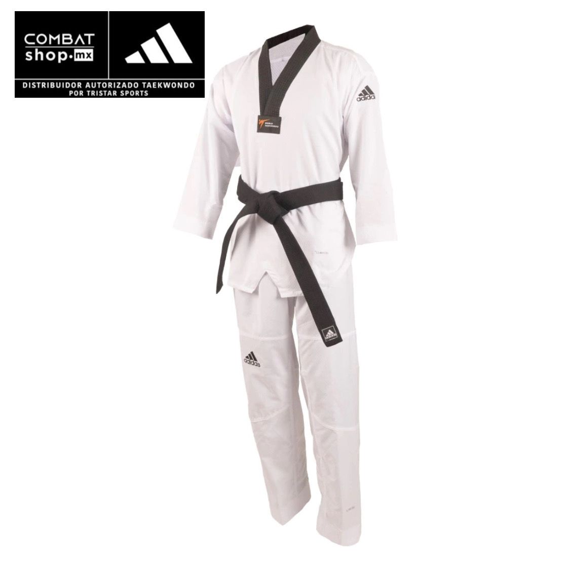 Adidas Dobok Adi-Contest (Blanco/Negro) con logo anterior – Combat Sports