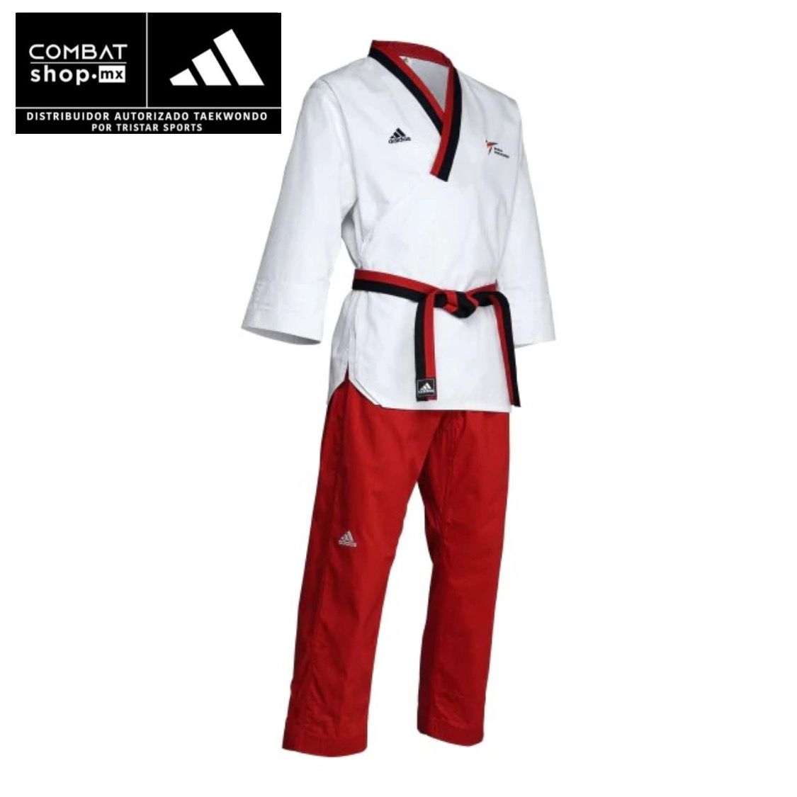 Adidas Dobok Poomsae Joven Mujer (Blanco/Rojo) Logo Nuevo – Combat Sports
