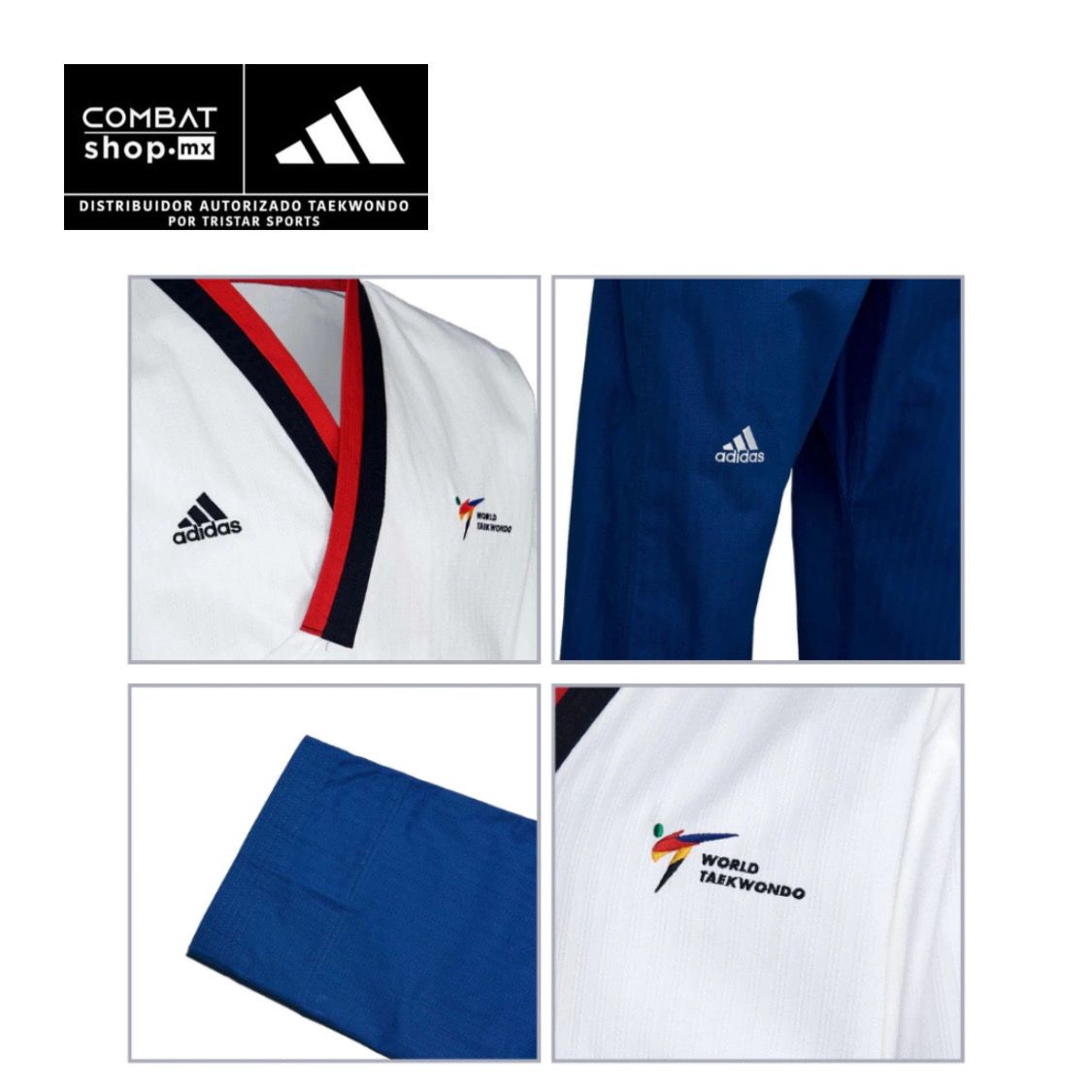 Adidas Dobok Poomsae Joven Hombre (Blanco/Azul) Logo Nuevo – Combat Sports