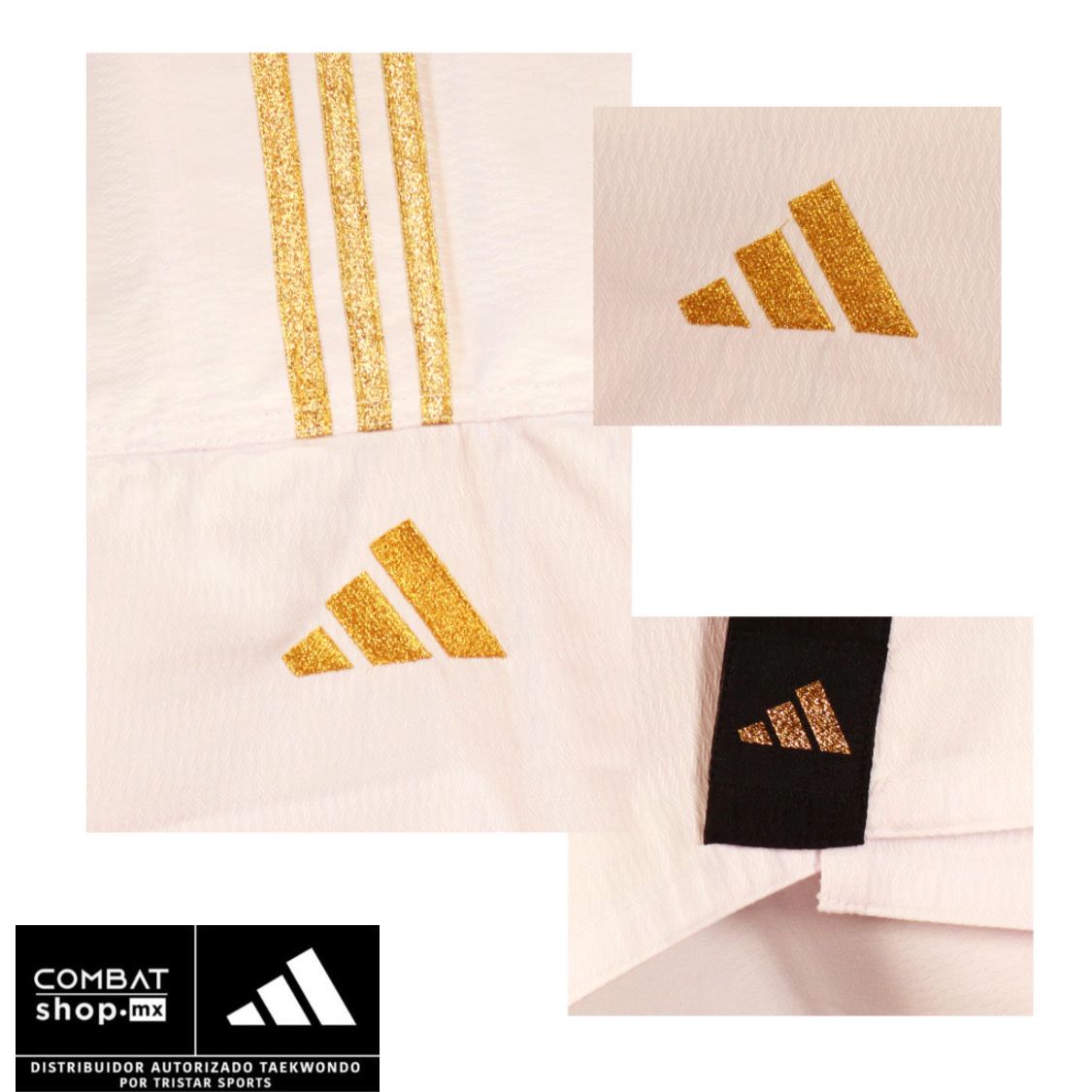 Adidas Dobok Champion Color 3/// (Blanco/Dorado) Abierta – Combat Sports